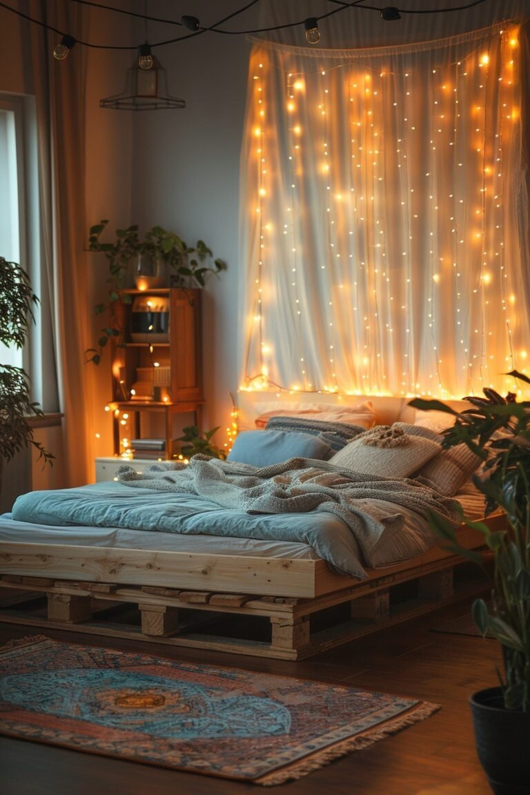 29 Boho Bedroom With Curtain Lights Ideas: Create A Magical Atmosphere ...