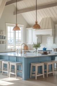 29 Coastal Farmhouse Kitchen Ideas To Merge Seaside Charm With Country ...