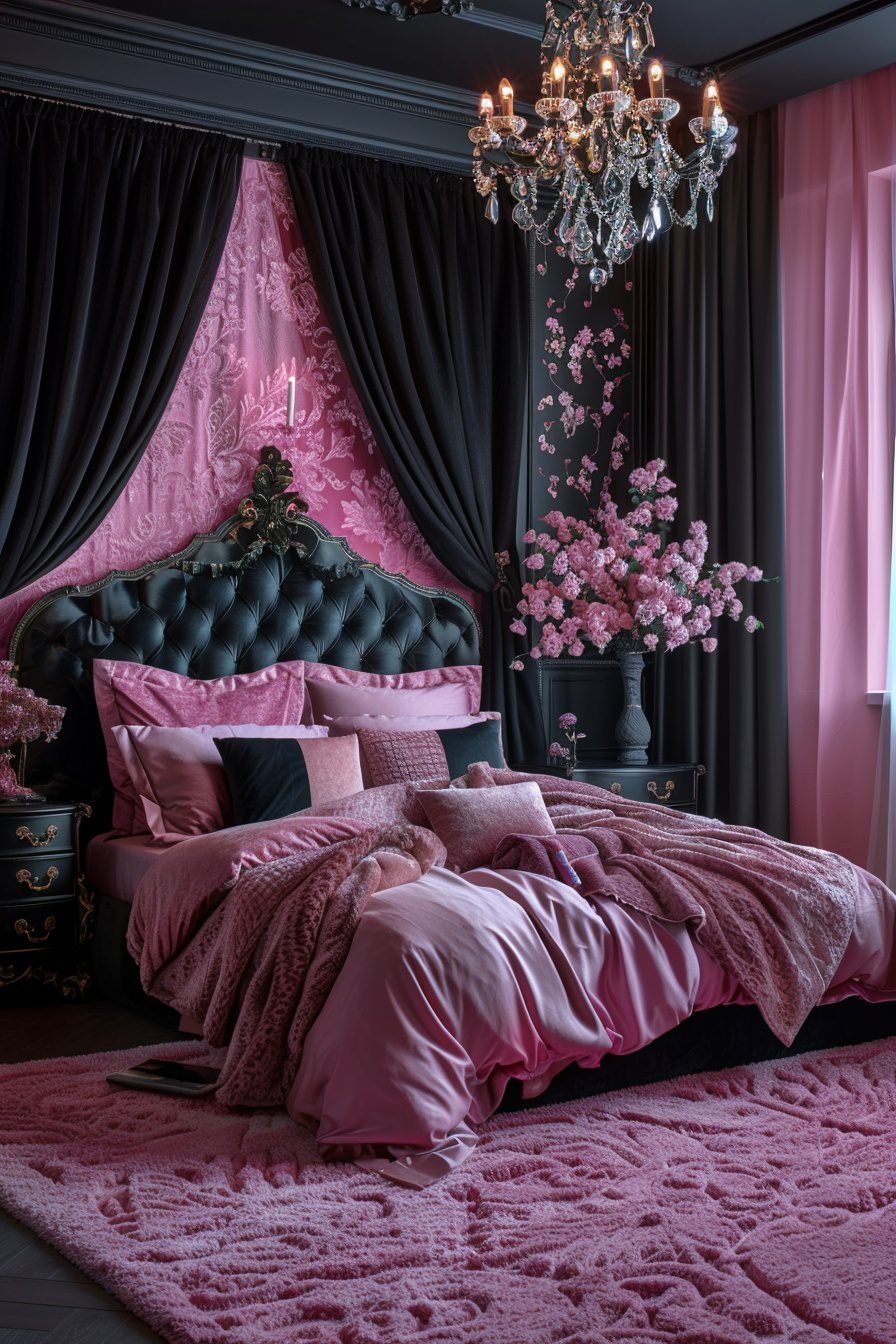 29 Pink And Black Bedroom Ideas To Achieve A Perfect Balance Of Soft ...