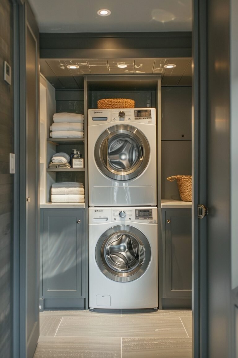 29 Stacked Laundry Room Ideas To Create A Compact And Efficient Space ...