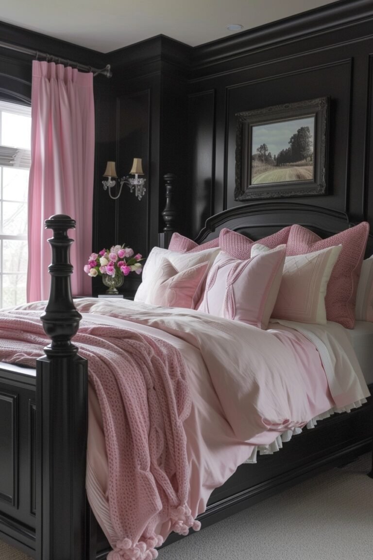 29 Pink And Black Bedroom Ideas To Achieve A Perfect Balance Of Soft ...
