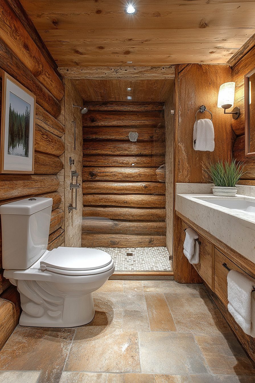 29 Small Log Cabin Interior Bathroom Ideas For A Relaxing And Efficient ...