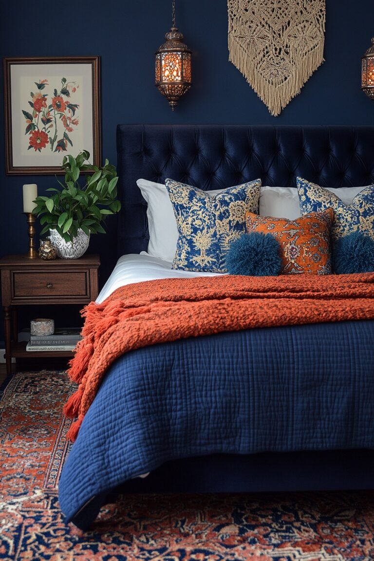 29 Navy Blue Boho Bedroom Ideas For Creating A Peaceful And Inviting ...