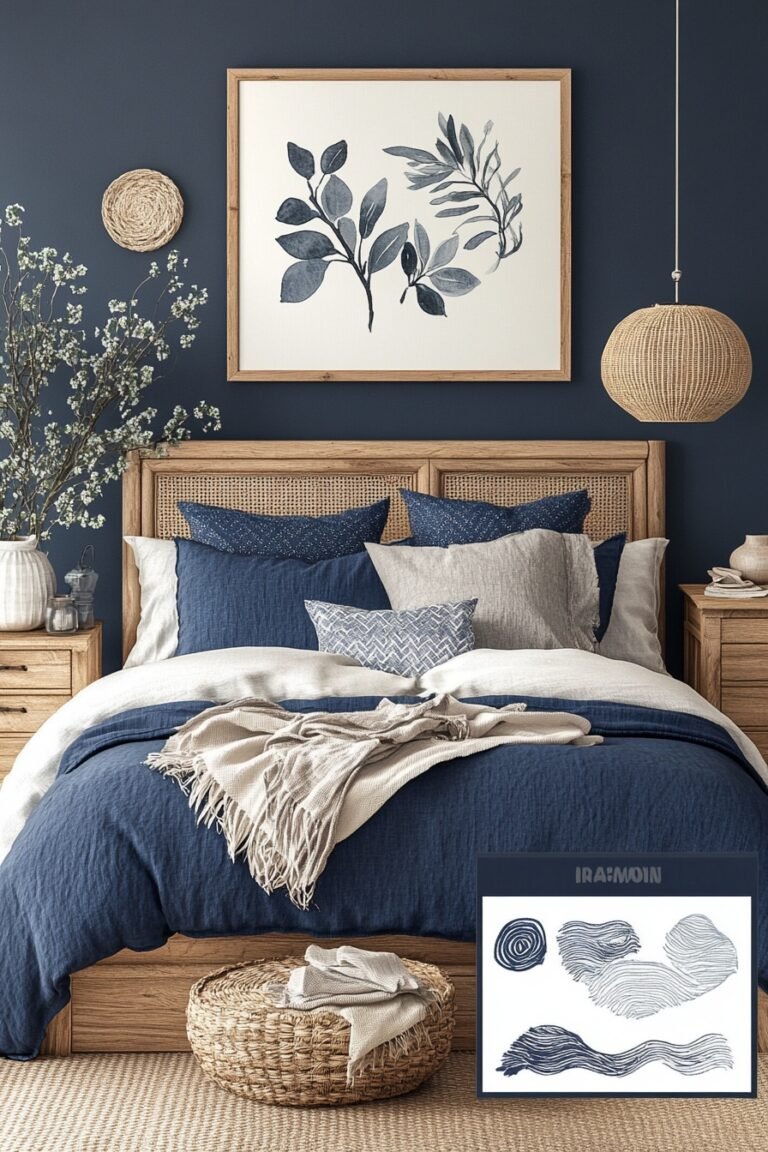 29 Navy Blue Boho Bedroom Ideas For Creating A Peaceful And Inviting ...