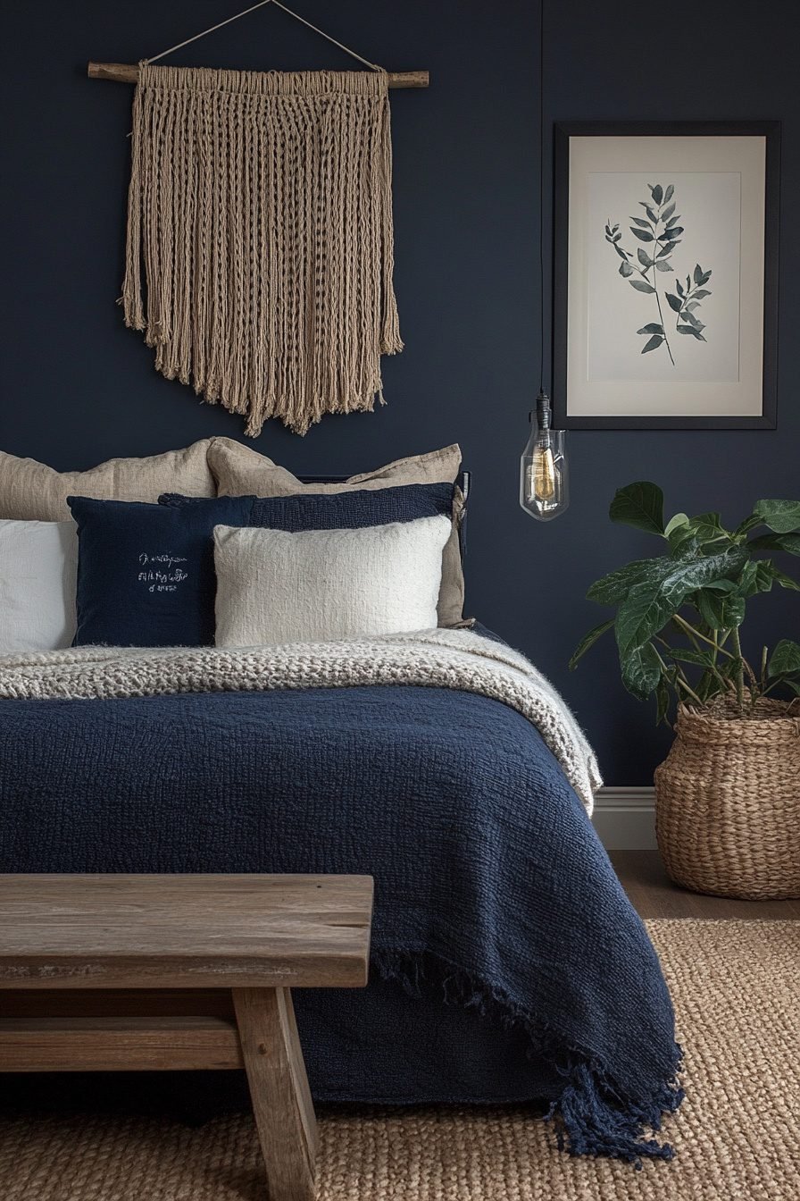 29 Navy Blue Boho Bedroom Ideas For Creating A Peaceful And Inviting ...
