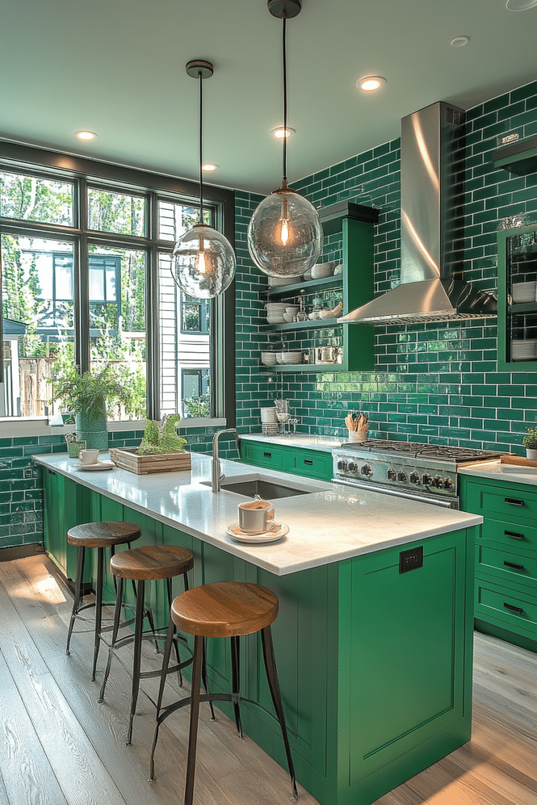 19 Emerald Green Kitchen Cabinets To Create A Luxe And Cozy Kitchen ...