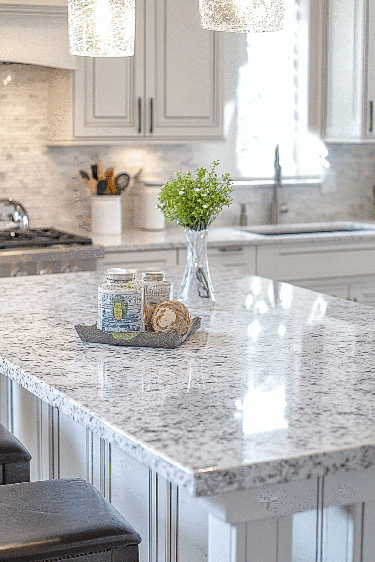 29 White Granite Countertops That Glow With Natural Light And Timeless ...