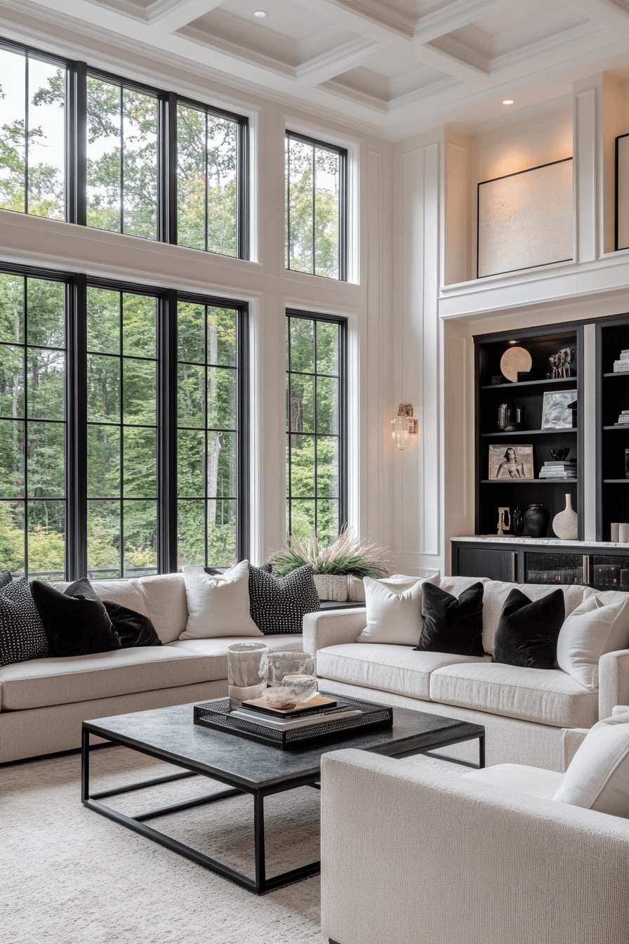 29 Neutral Living Room With Black Accents That Balance Soft And Bold ...