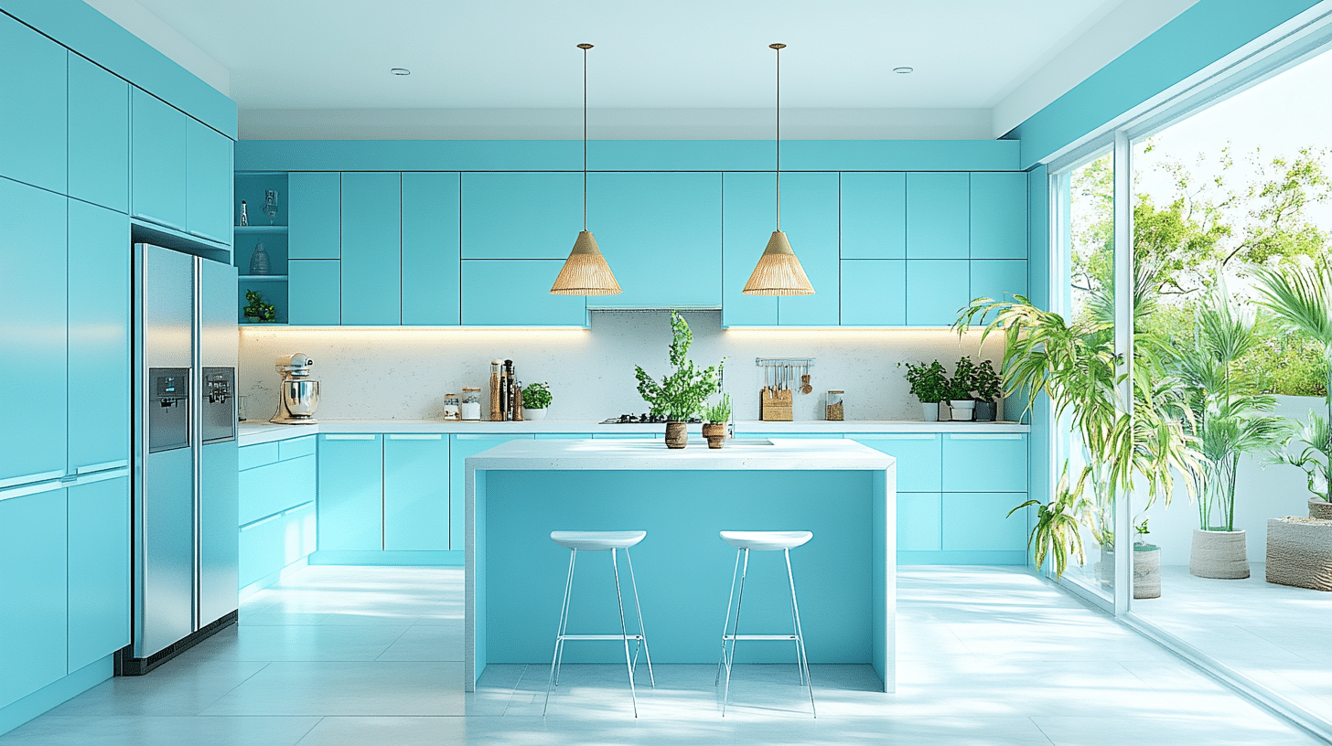 29 Turquoise Kitchen Cabinets That Add A Cheerful Pop Of Color - Learn ...